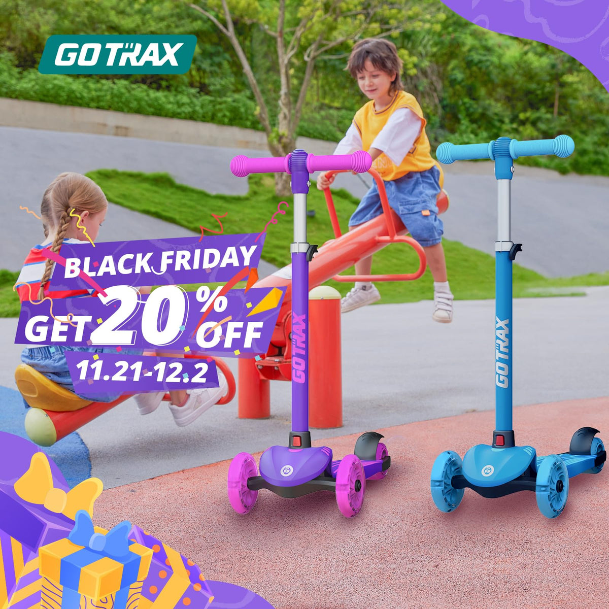 Kids Kick Scooter, LED Lighted Wheels and 3 Adjustable Height ...