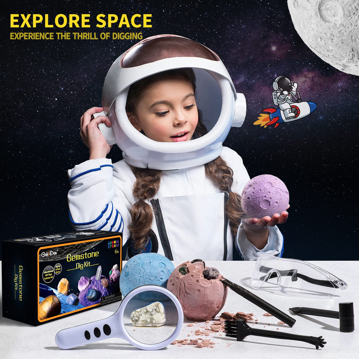 Gemstones Dig Kit, Solar System Science Kit for Kids, STEM Educational ...